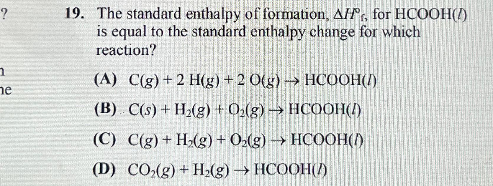 Solved The standard enthalpy of formation, ΔHff, ﻿for | Chegg.com