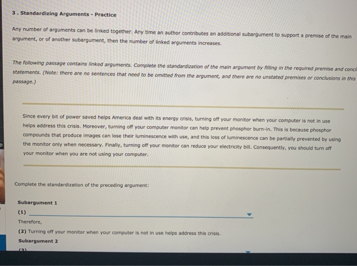 Solved 3. Standardizing Arguments- Practice Any number of | Chegg.com