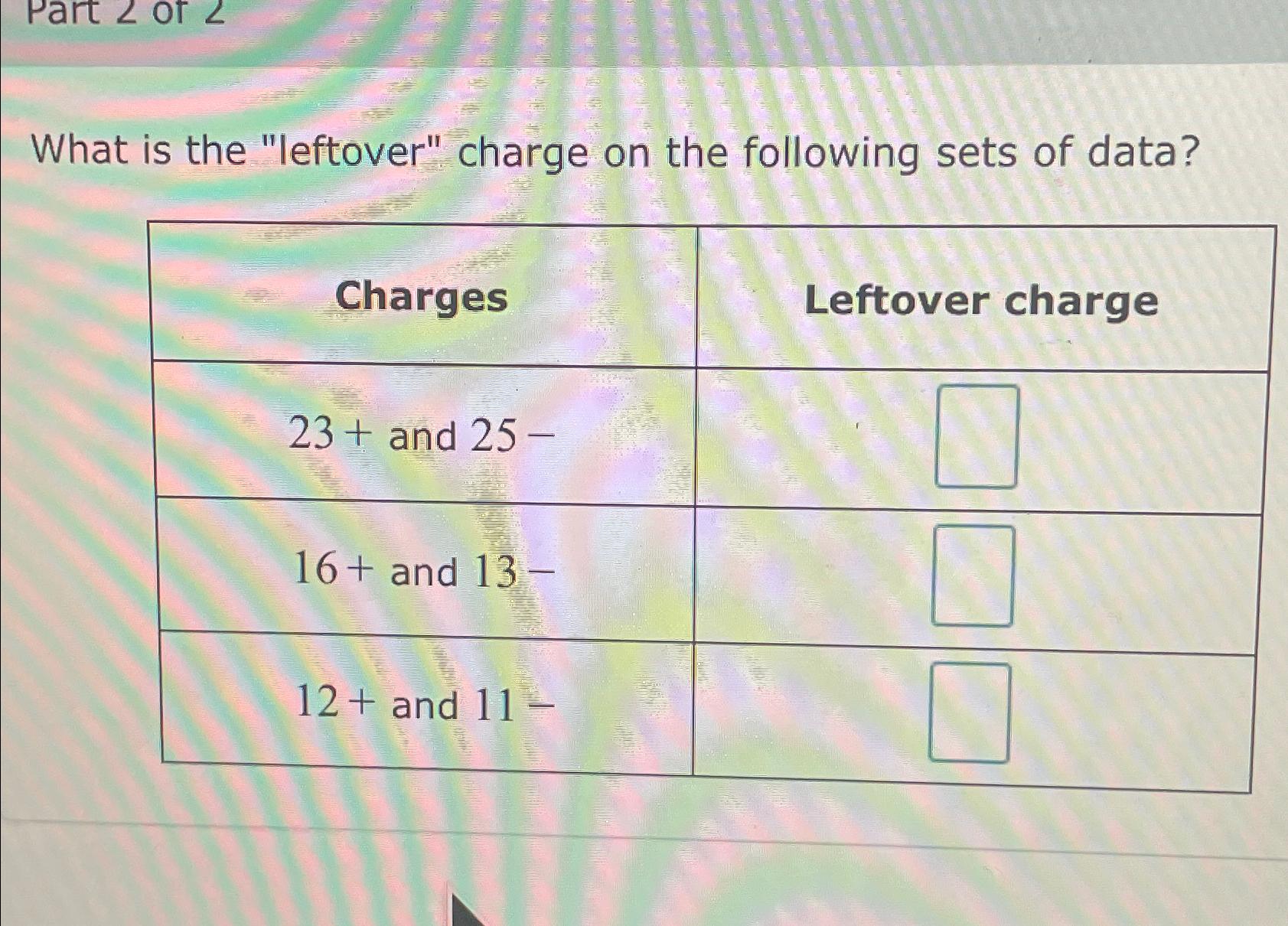 Solved What is the "leftover" charge on the following sets | Chegg.com
