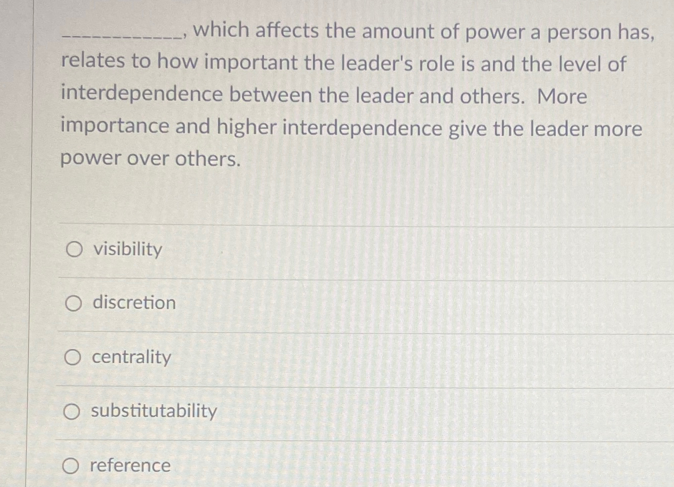 Solved q, , ﻿which affects the amount of power a person has, | Chegg.com