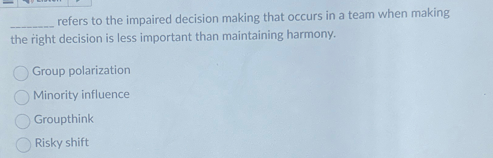 Solved refers to the impaired decision making that occurs in | Chegg.com