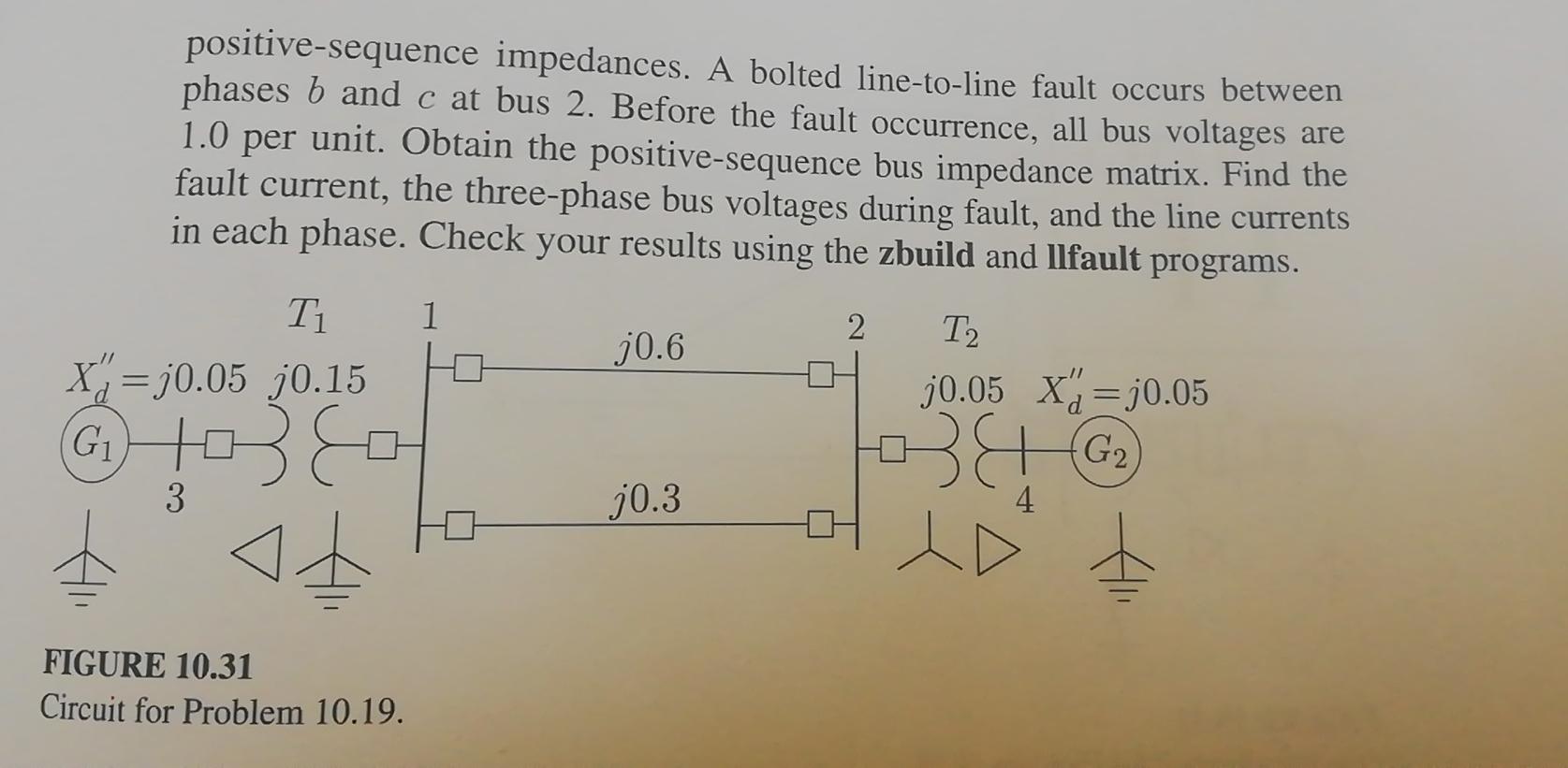 Solved 10.19. The positive-sequence reactances for the power | Chegg.com