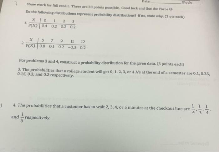 Solved Show work for full credit. There are 33 points | Chegg.com