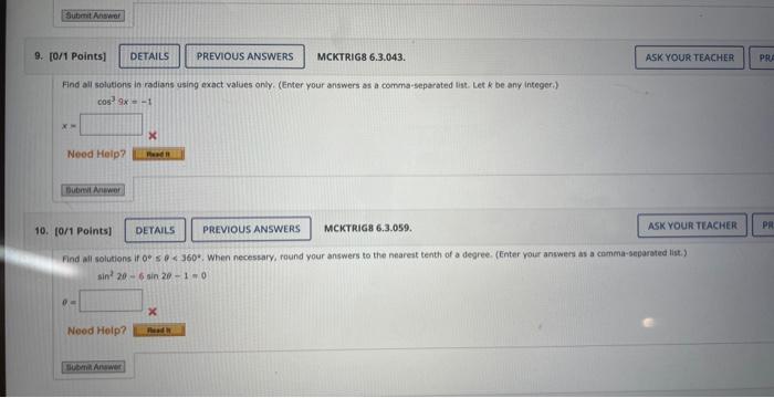 Solved Find all solutions in radians using exact values | Chegg.com