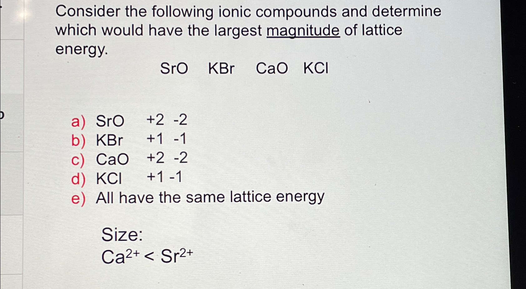 Solved Consider the following ionic compounds and determine | Chegg.com