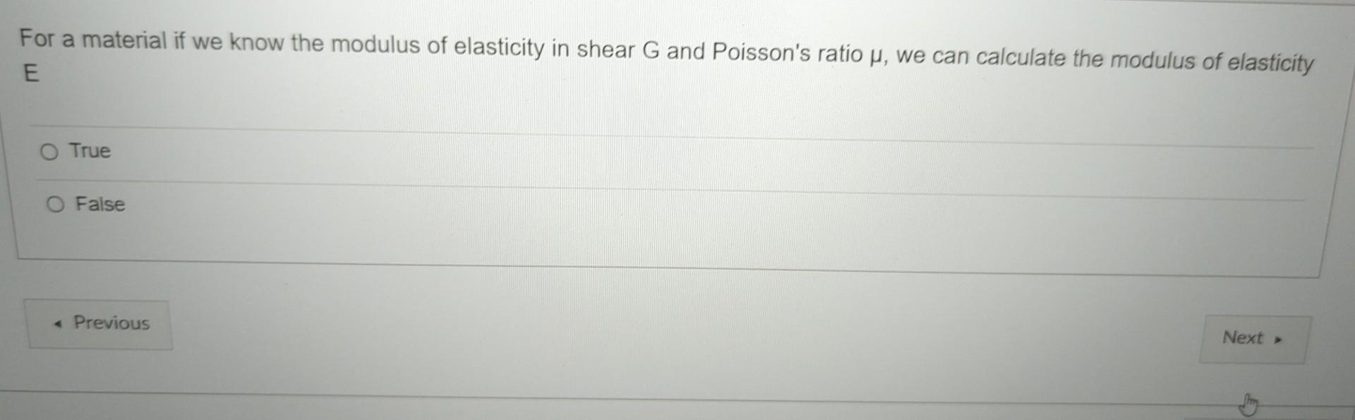 Solved For a material if we know the modulus of elasticity | Chegg.com