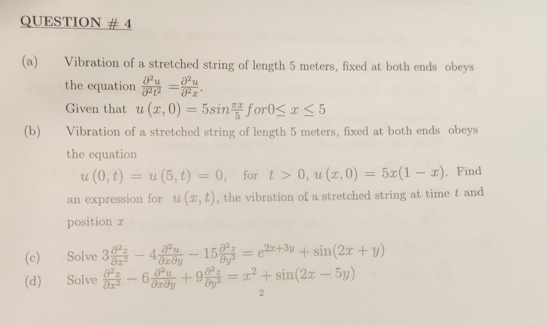 Solved (a) Vibration of a stretched string of length 5 | Chegg.com