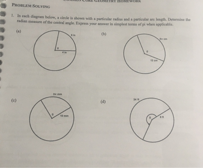 Solved HOMEWORK PROBLEM SOLVING 1. In each diagram below, a | Chegg.com