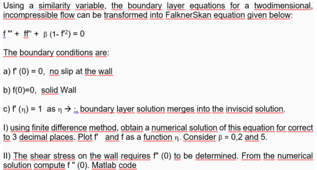 Solved Using a similarity variable, the boundary layer | Chegg.com