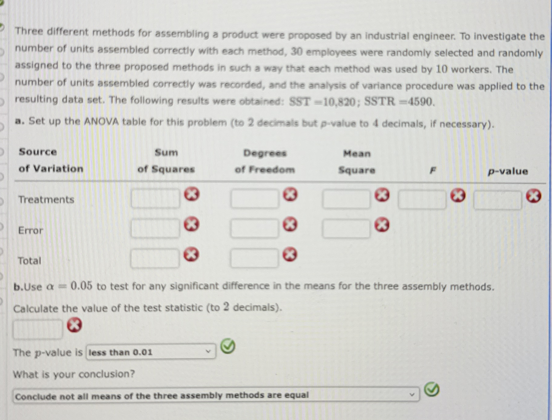 Solved Three different methods for assembling a product were | Chegg.com