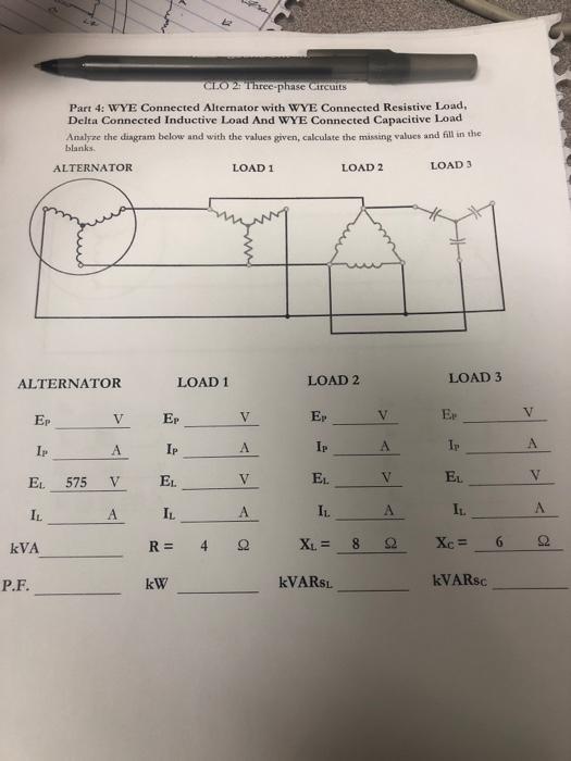 Solved CLO 2 Three-phase Circuits Part 4: WYE Connected | Chegg.com
