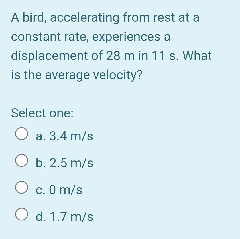 Solved A bird, accelerating from rest at a constant rate, | Chegg.com