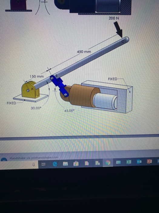 Solved 2.) A 200 N force is applied to the crusher at point | Chegg.com