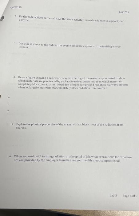 Solved CHEM110 Fall 2021 2. Do the radioactive sources all | Chegg.com