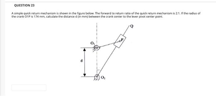 Solved QUESTION 23 A simple quick return mechanism is shown | Chegg.com