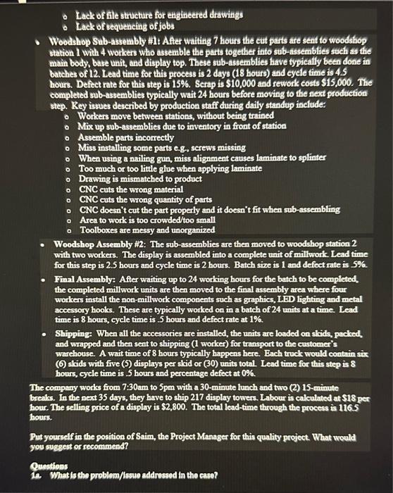 Solved Case Study: Quality Management The following case | Chegg.com