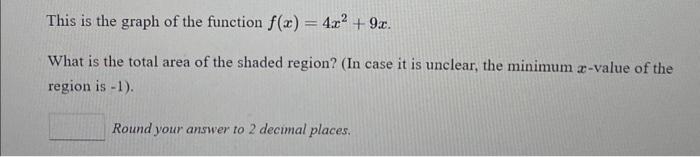 Solved This is the graph of the function f(x)=4x2+9x. What | Chegg.com