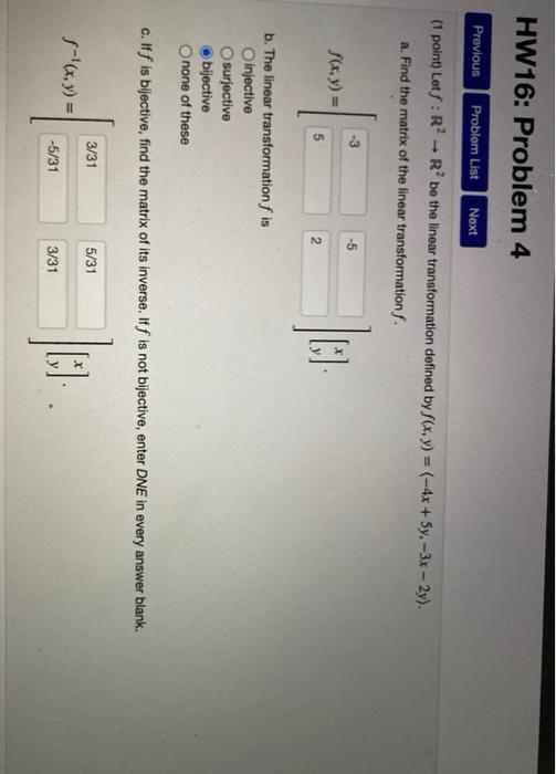 Solved HW16: Problem 3 Previous Problem List Next (1 point) | Chegg.com