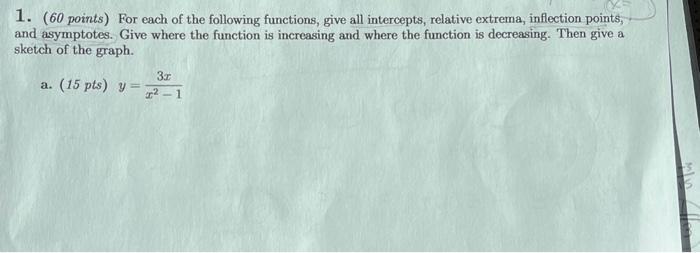 Solved 1. ( 60 points) For each of the following functions, | Chegg.com