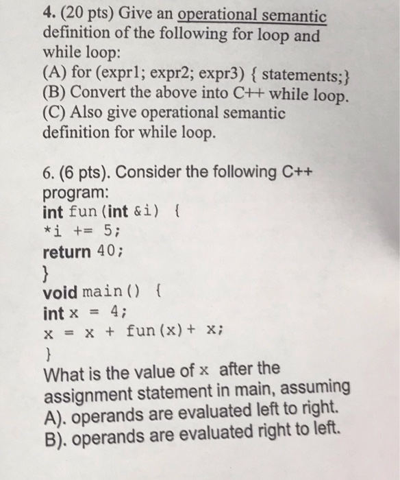 Solved 4. (20 pts) Give an operational semantic definition | Chegg.com