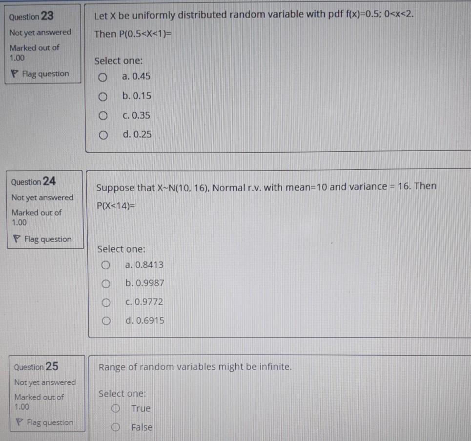 Solved Question 23 Let X Be Uniformly Distributed Random 7314