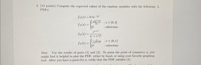 Solved Problem 2. 1. (10 points) Suppose that the PDF of a | Chegg.com
