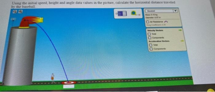 Solved Using the initial speed, height and angle data values | Chegg.com