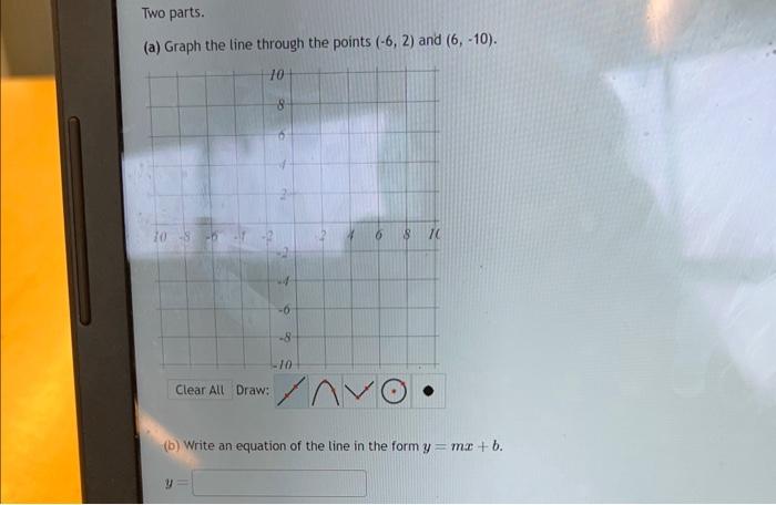 Solved (a) Graph the line through the points (−6,2) and | Chegg.com