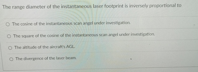 Solved The range diameter of the instantaneous laser | Chegg.com