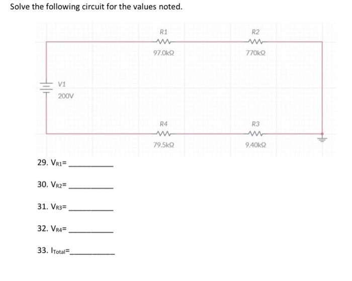 Solved Solve the following circuit for the values noted. 29. | Chegg.com
