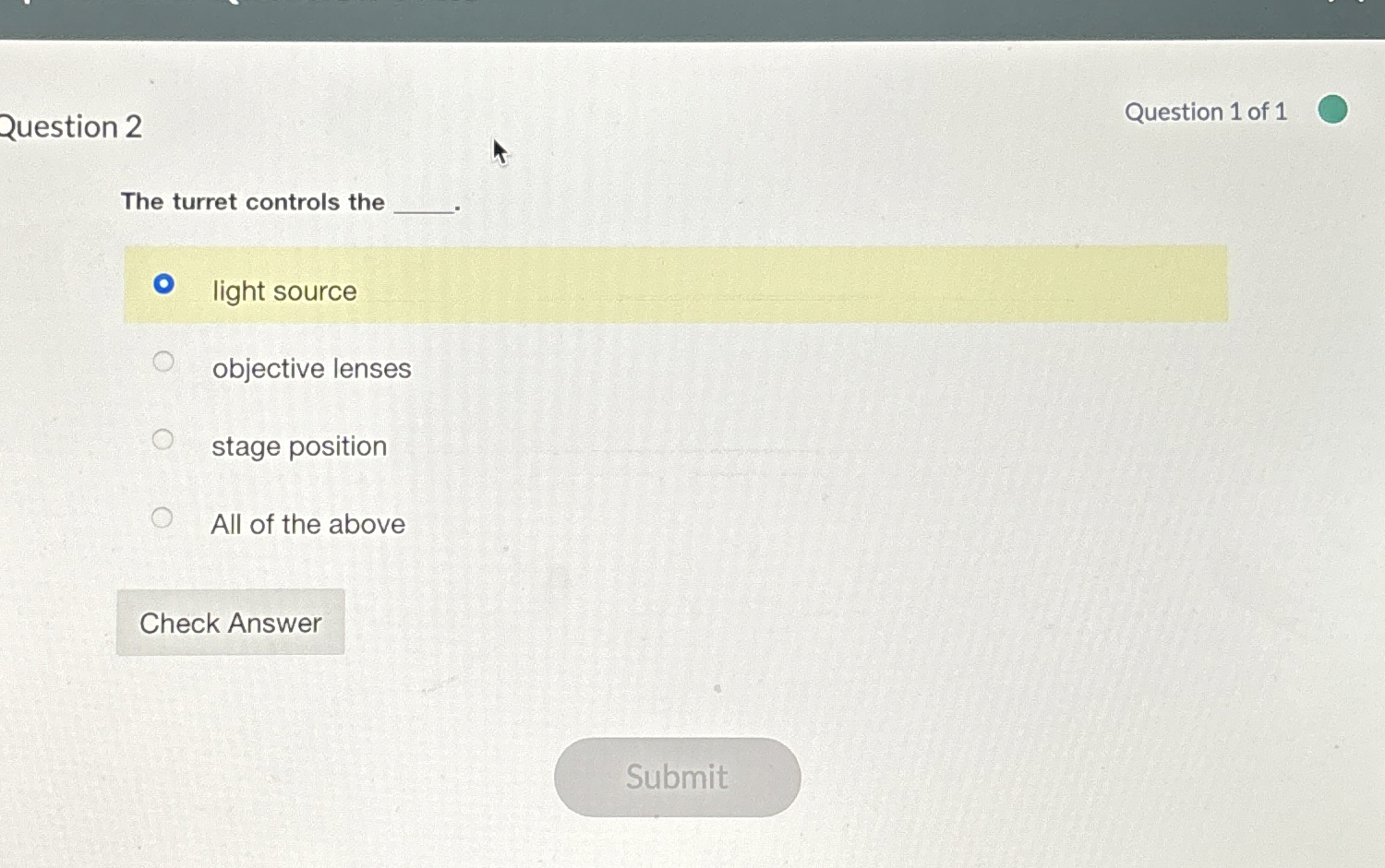 Solved Ruestion 2Question 1 ﻿of 1The turret controls | Chegg.com
