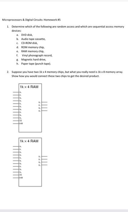 Solved Microprocessors & Digital Circuits: Homework #5 1. | Chegg.com