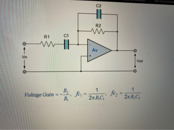Solved QUESTION 8 Design an active band pass filter using | Chegg.com