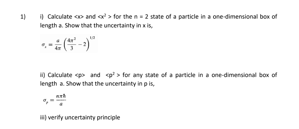 Solved i) ﻿Calculate (:x:) ﻿and (:x2:) ﻿for the n=2 ﻿state | Chegg.com