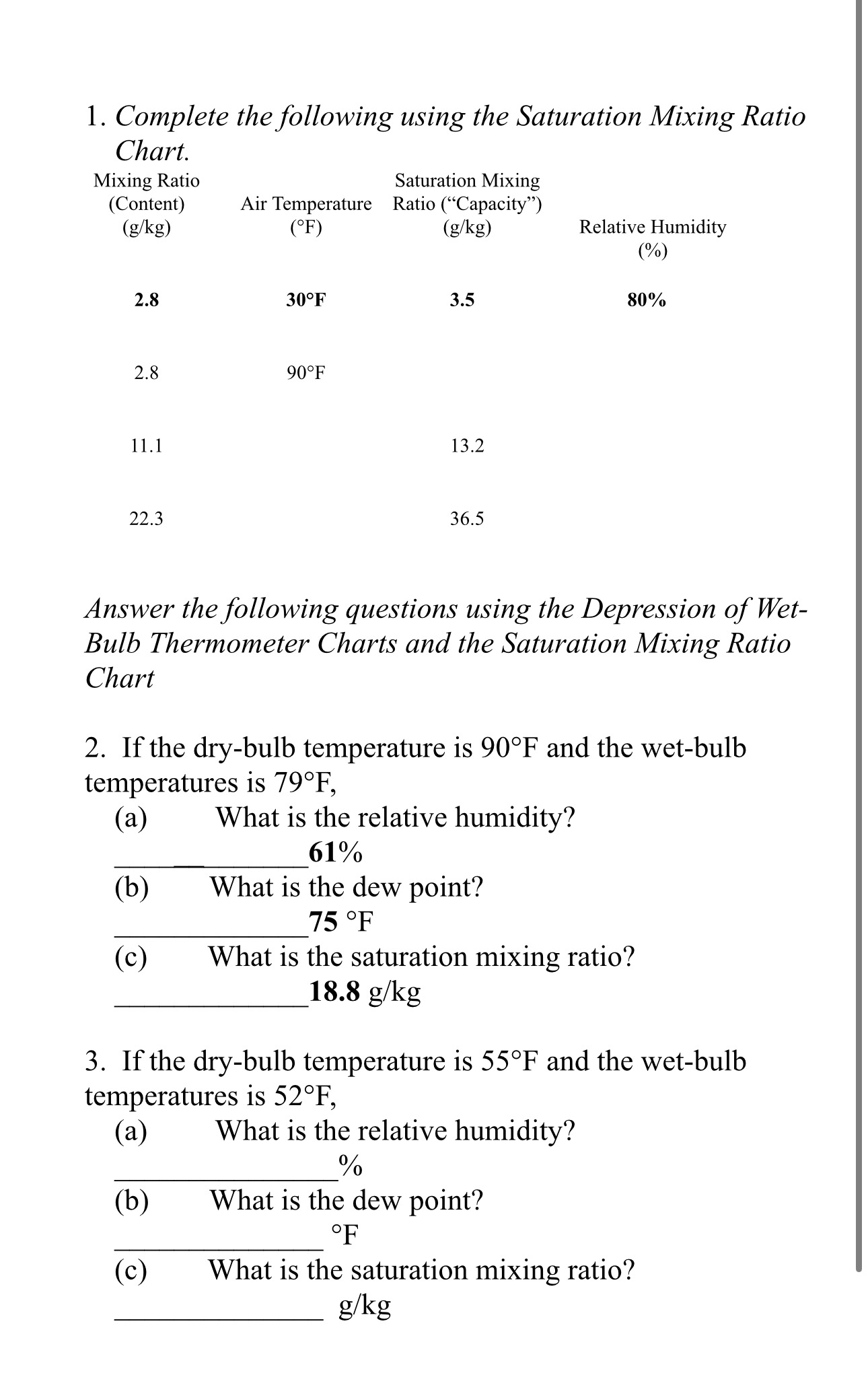 Solved Complete the following using the Saturation Mixing | Chegg.com