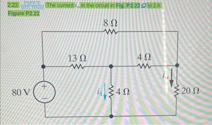 Solved 2.22 MIJEJSIM PSPICE The current io in the circuit | Chegg.com