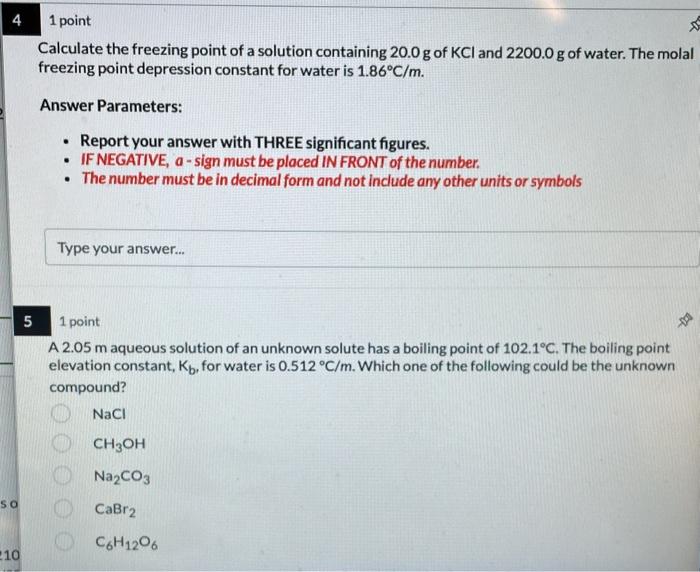 Solved Calculate the freezing point of a solution containing | Chegg.com