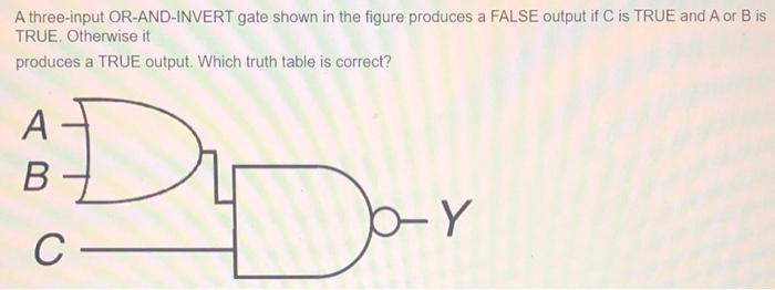 Solved A three-input OR-AND-INVERT gate shown in the figure | Chegg.com