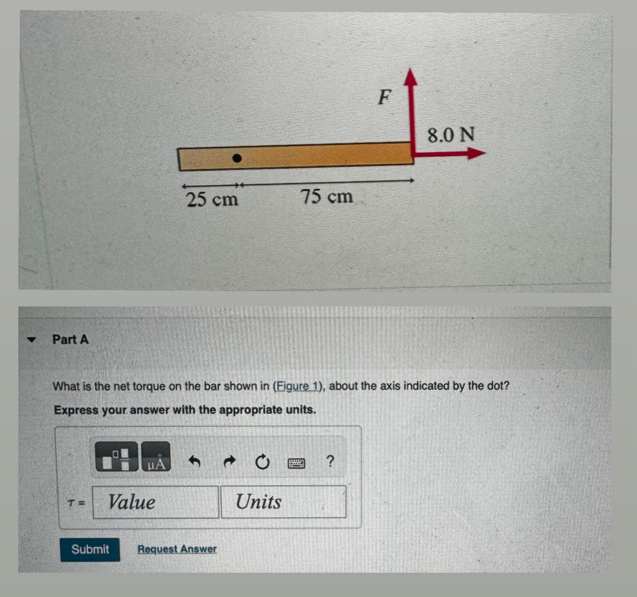 Solved Part AWhat is the net torque on the bar shown in | Chegg.com