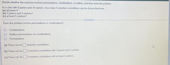 Solved Decide whether the exercise involves permutations, | Chegg.com
