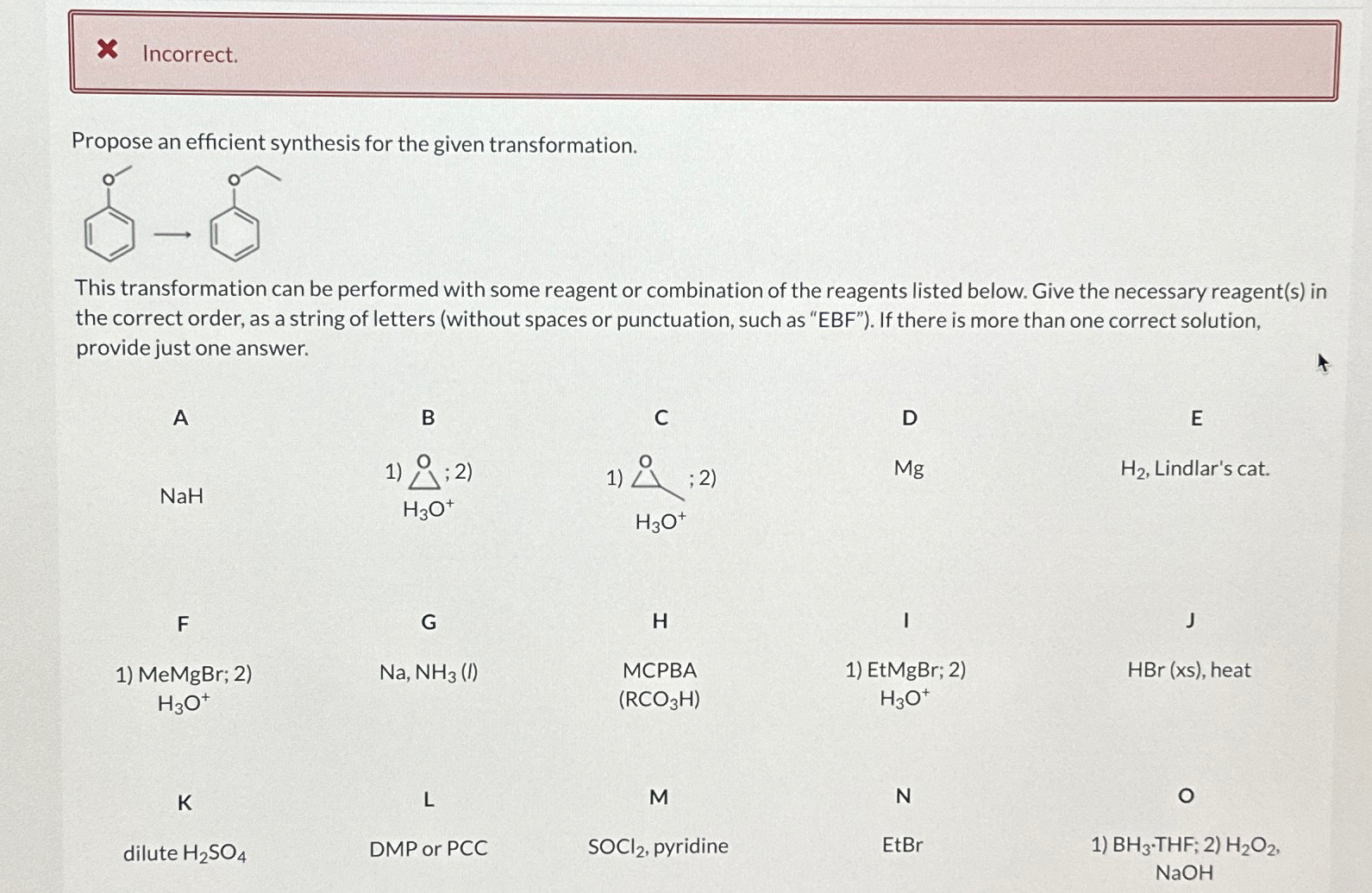 Solved Incorrect.Propose an efficient synthesis for the | Chegg.com