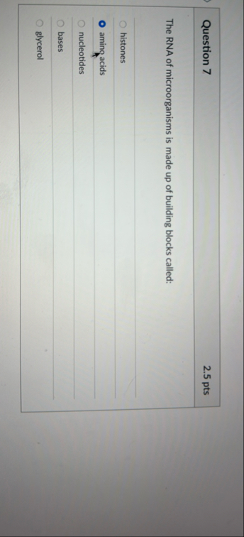 Question 72.5 ﻿ptsThe RNA of microorganisms is made | Chegg.com