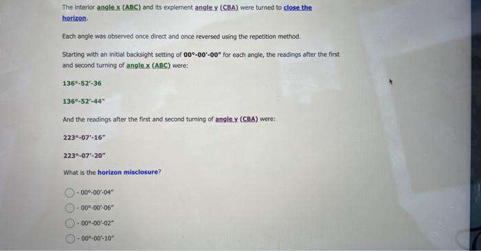 The interior angle X(ABC) and its explement angle. | Chegg.com