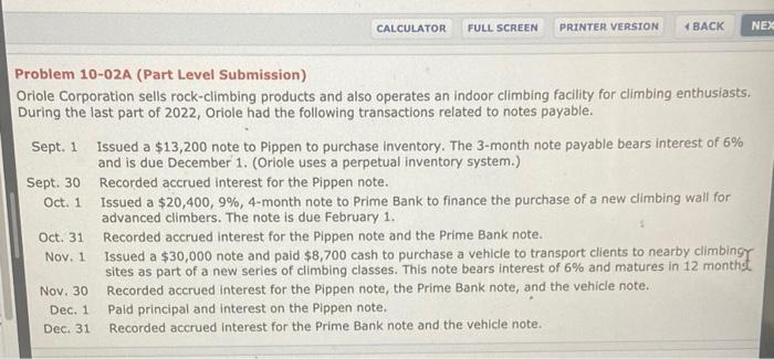 Solved CALCULATOR FULL SCREEN PRINTER VERSION BACK NEX | Chegg.com