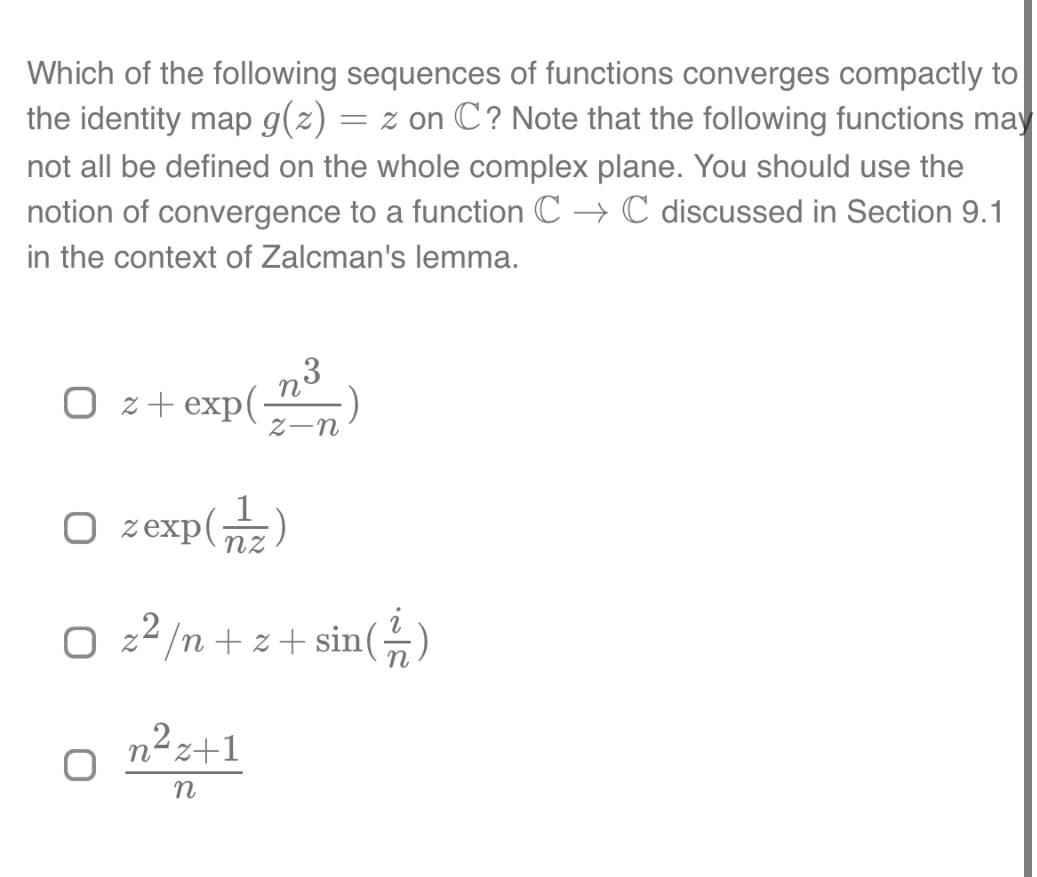 Solved Which of the following sequences of functions | Chegg.com