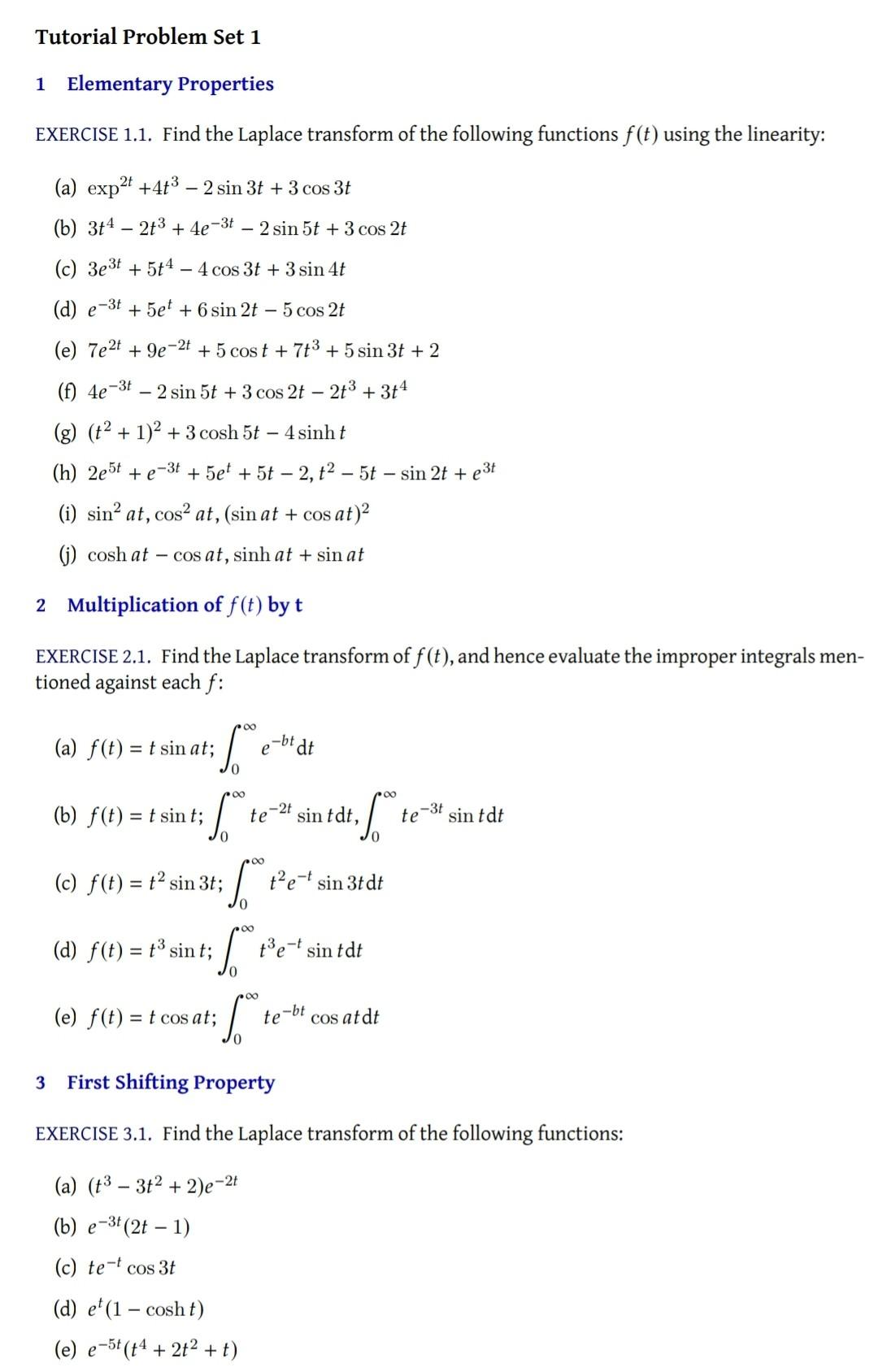 Solved Tutorial Problem Set 1 1 Elementary Properties | Chegg.com