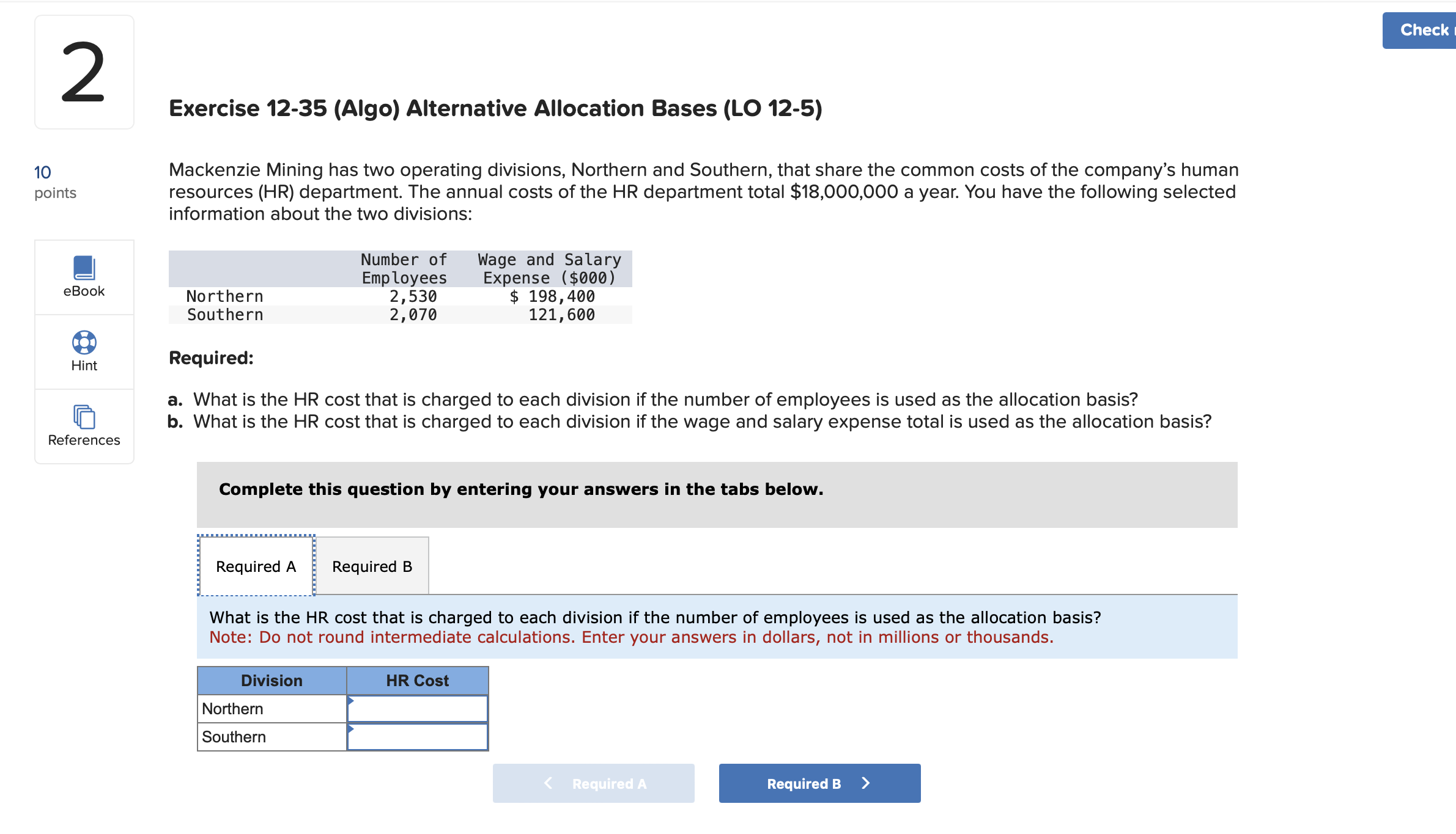 Solved Exercise 12-35 (Algo) ﻿Alternative Allocation Bases | Chegg.com
