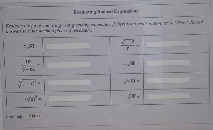 Solved Evaluating Radical Expressions Evaluate the following | Chegg.com