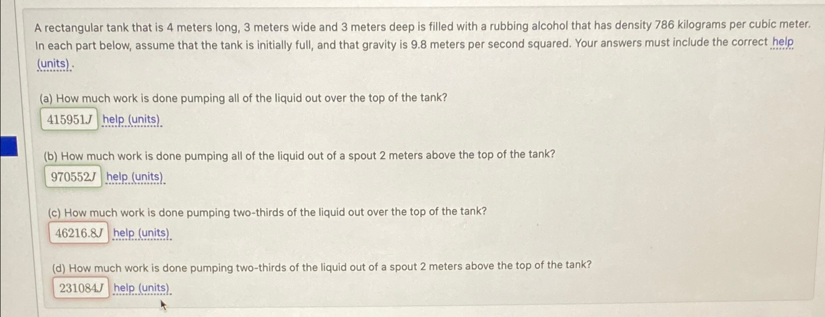 Solved A rectangular tank that is 4 ﻿meters long, 3 ﻿meters | Chegg.com