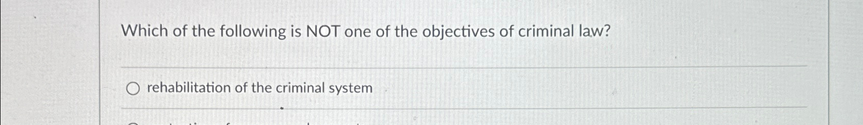 Solved Which of the following is NOT one of the objectives | Chegg.com